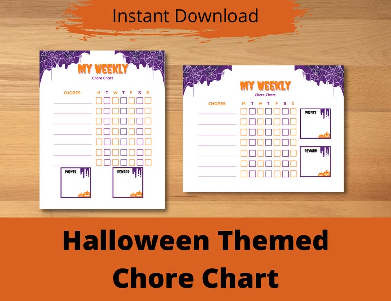 Printable Halloween Chore Chart for Kids - Etsy