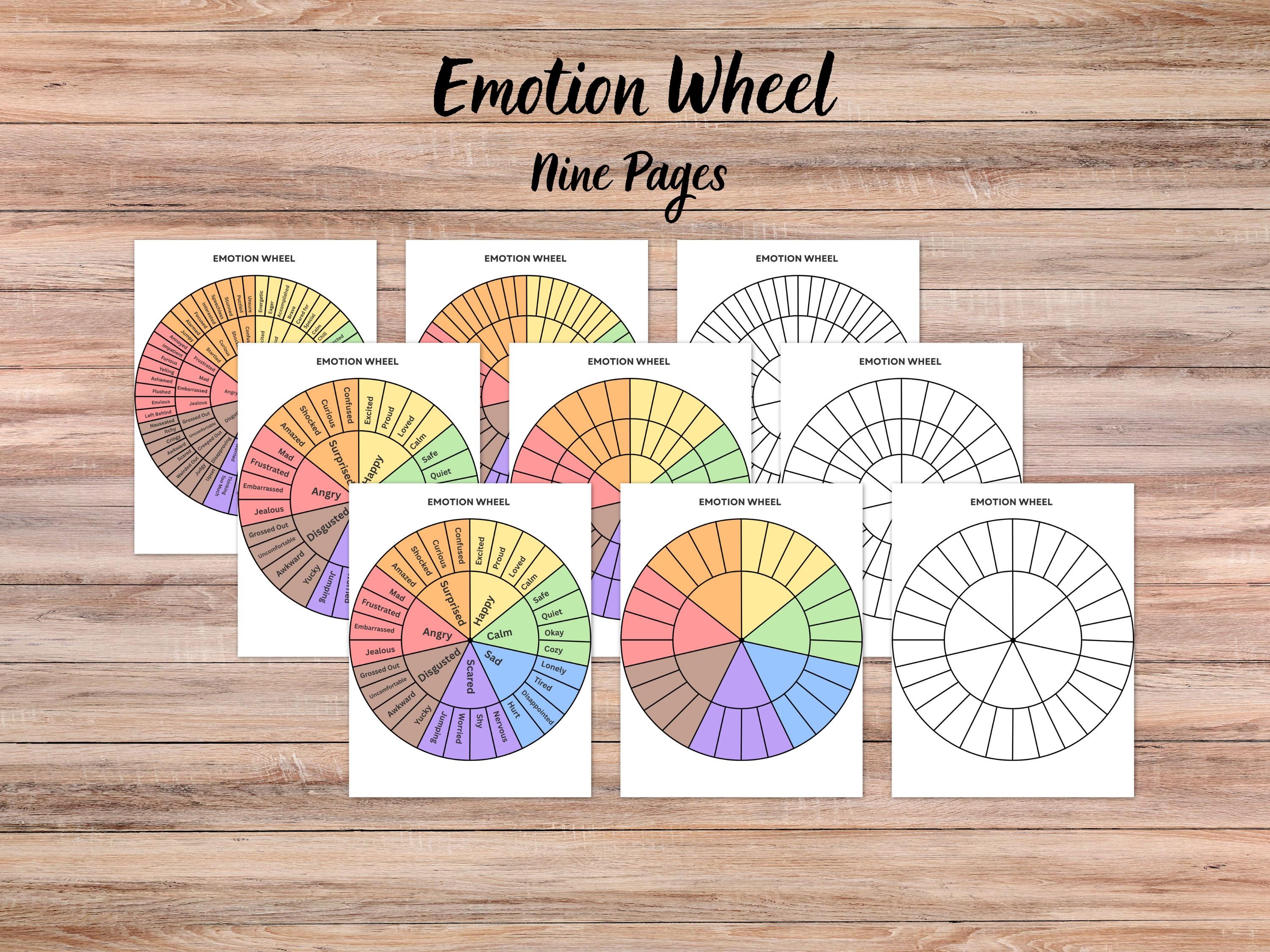 Feelings Wheel Printable Set: Emotion Chart for Kids, SEL Tool (PDF ...