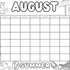 Cute Printable Coloring Calendar for Kids, Cute Kids Calendar, Cute ...