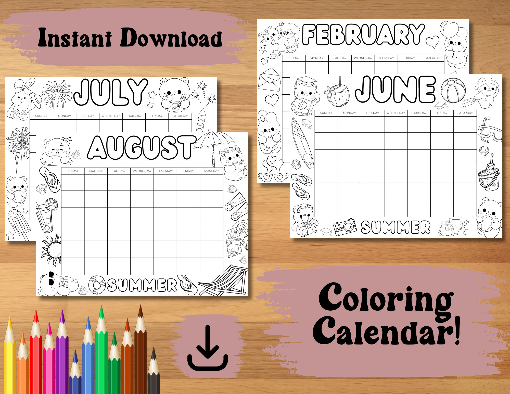 Printable Coloring Calendar July