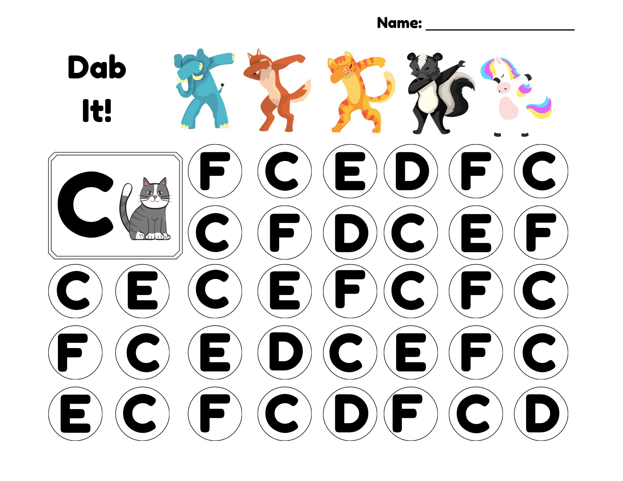 Alphabet Dab It Capital Alphabet Dab It Lowercase - Etsy
