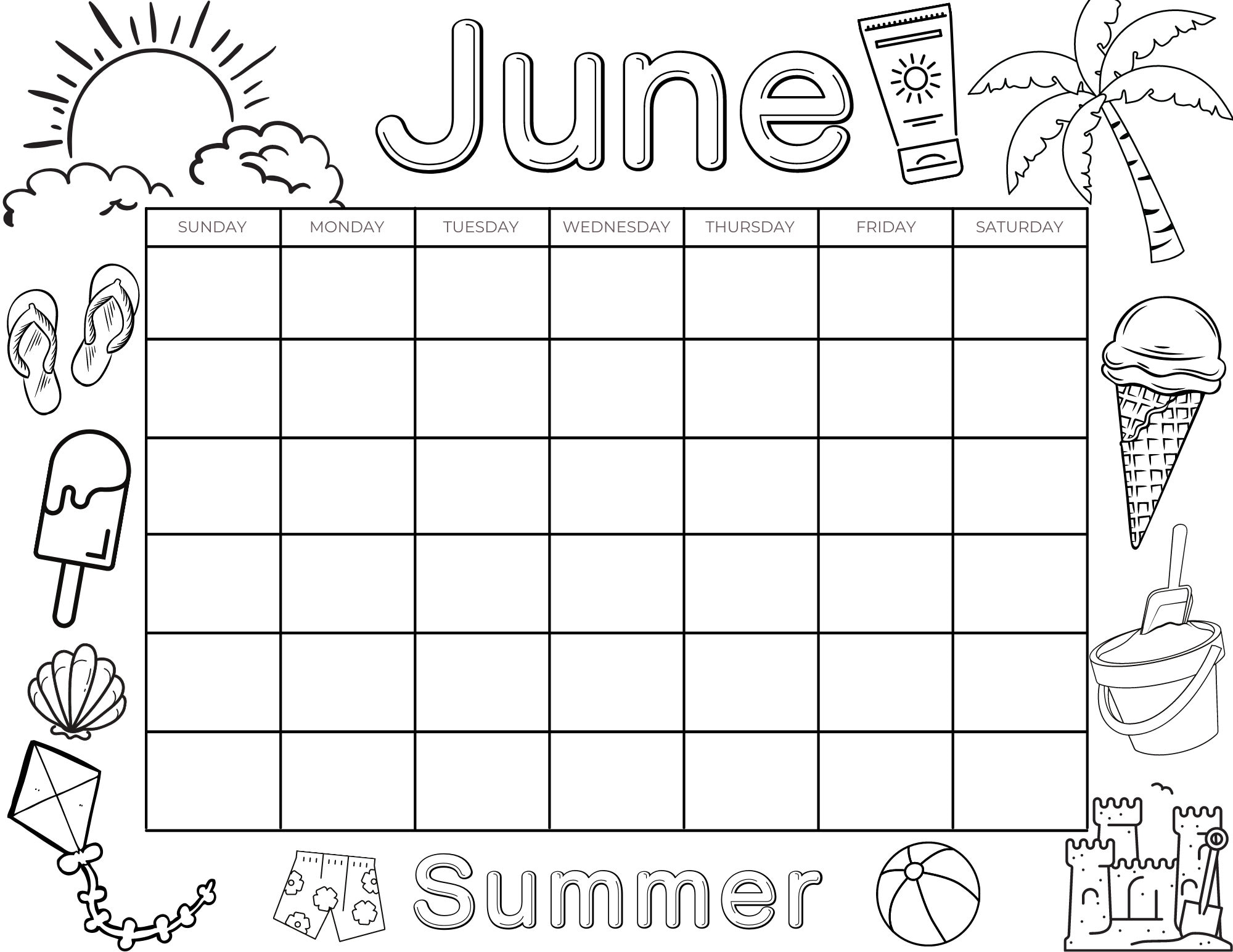 Printable Coloring Calendar for Kids Kids Calendar Printable | Etsy ...