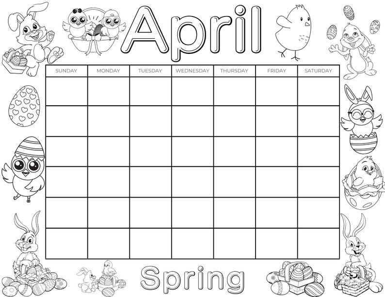 Printable 12-month Coloring Calendar for Kids – Engaging Activity for ...
