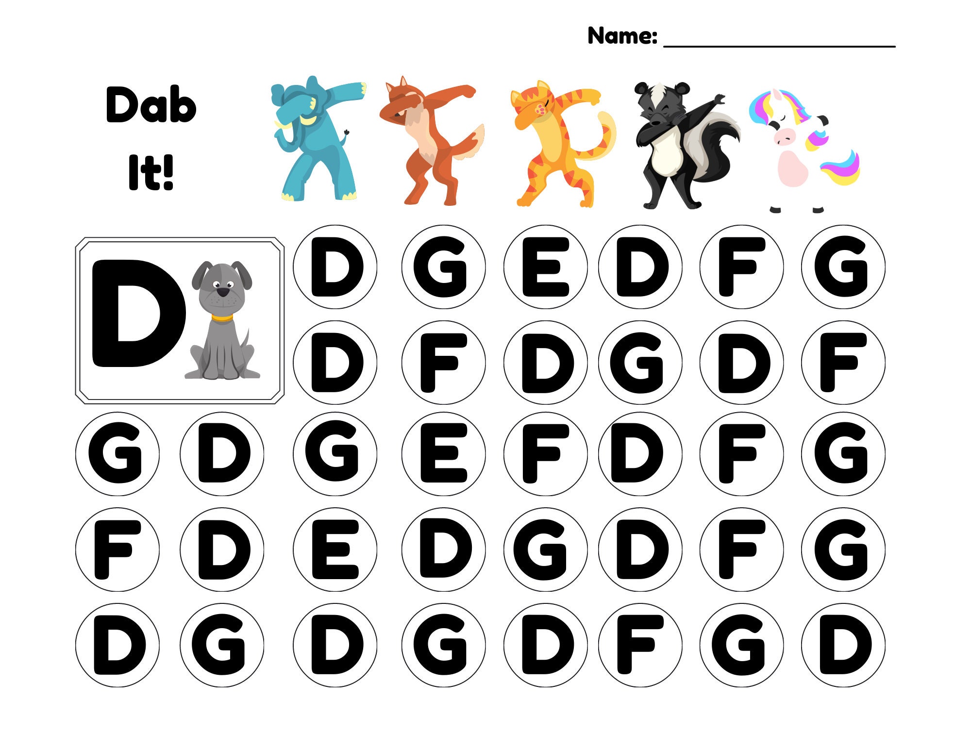 Alphabet Dab It Capital Alphabet Dab It Lowercase - Etsy