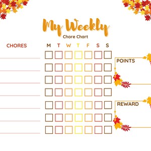 Printable Fall Chore Chart for Kids - Etsy