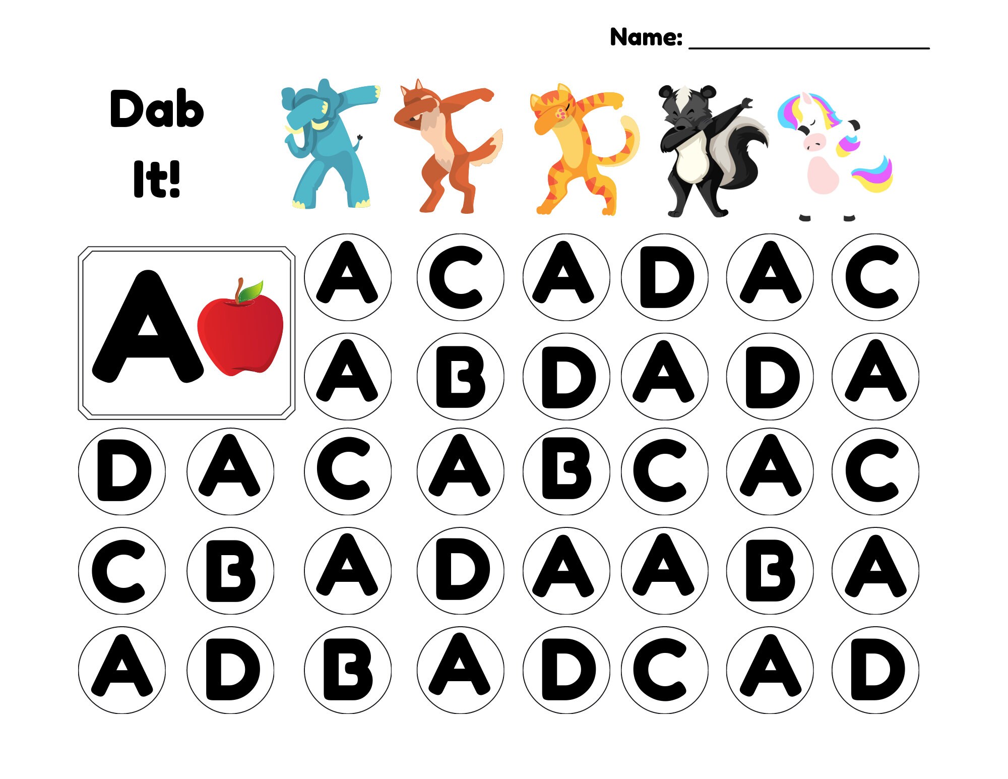 Alphabet Dab It Capital, Alphabet Dab It Lowercase - Etsy
