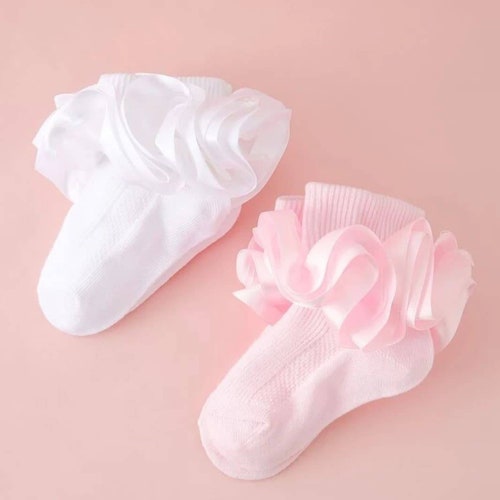 Pack of 3 Pairs of Girl Ruffle Socks White White/red and - Etsy