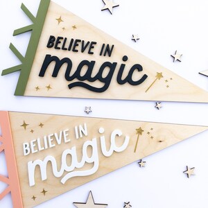 Believe in Magic Wood Pennant Flag Banner Fairytale Nursery - Etsy