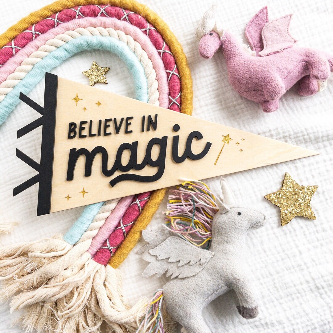 Believe in Magic Wood Pennant Flag Banner Fairytale Nursery - Etsy