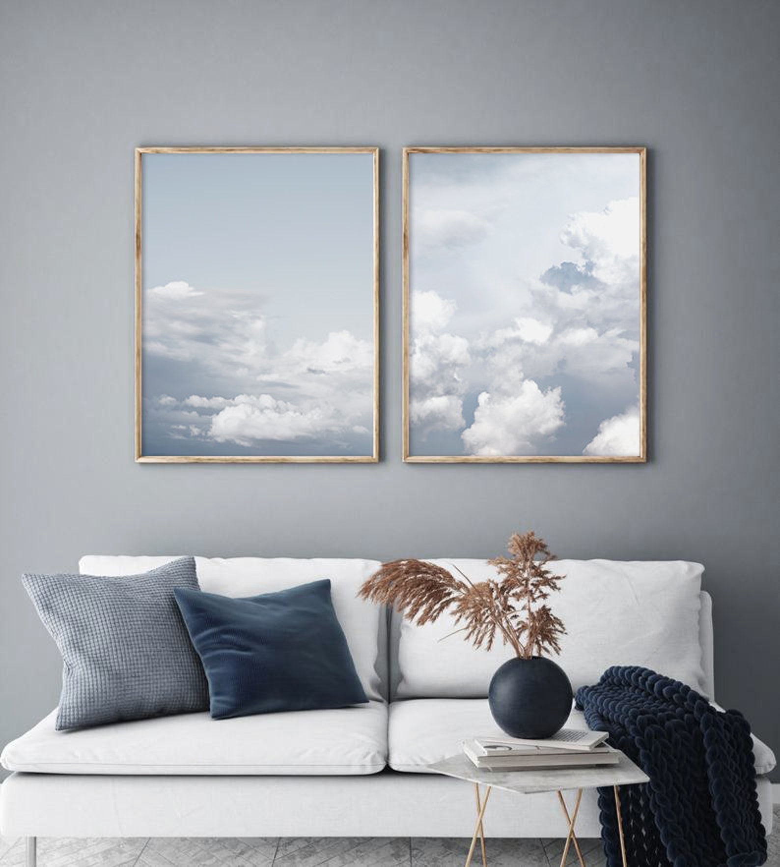 Cloud Art Set of 2 Prints Light Blue Sky Poster Set Mailed - Etsy