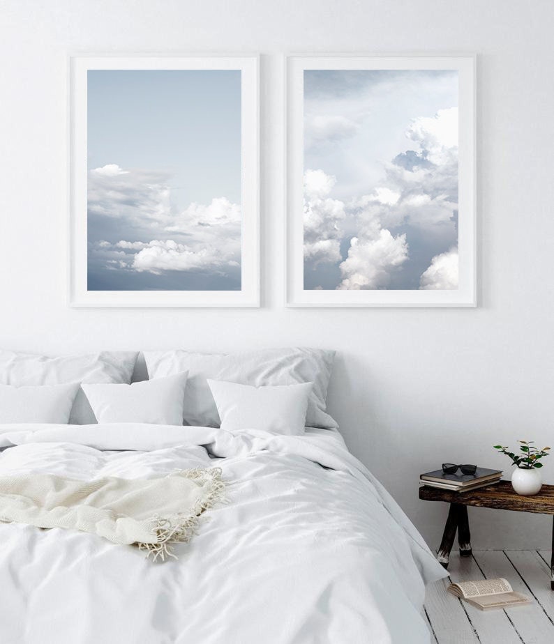 Cloud Art Set of 2 Prints Light Blue Sky Poster Set Mailed - Etsy