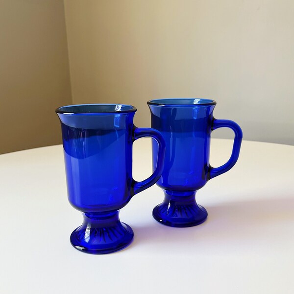 Cobalt Blue Glass Mugs - Etsy