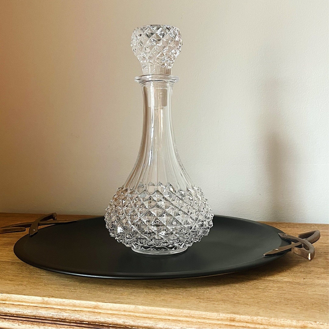 French Diamond Point Crystal Decanter - Etsy