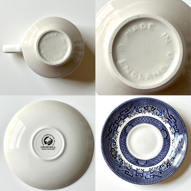 Vintage Churchill Blue Willow Pattern Tea Cup and Saucer Set (made in ...