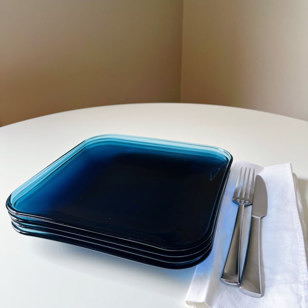 Blue Square Glass Plates - Etsy