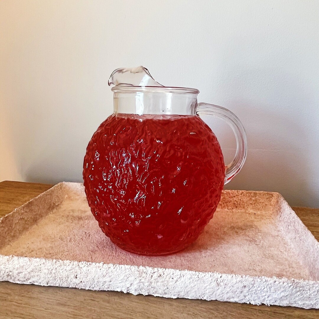 Crinkle Glass Pitcher With Heavy Glass Lip - Etsy