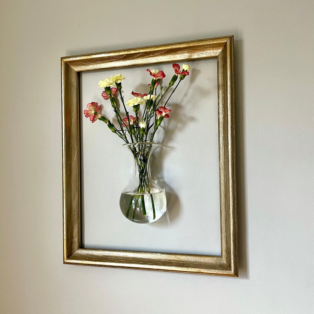 Set of Two Large Heavy Hand Blown Clear Glass Wall Mounted Vases - Etsy