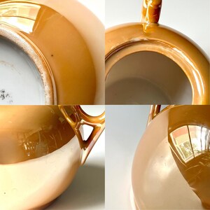 Vintage Orange Color Indecent Lusterware Porcelain Teapot and Sugar ...