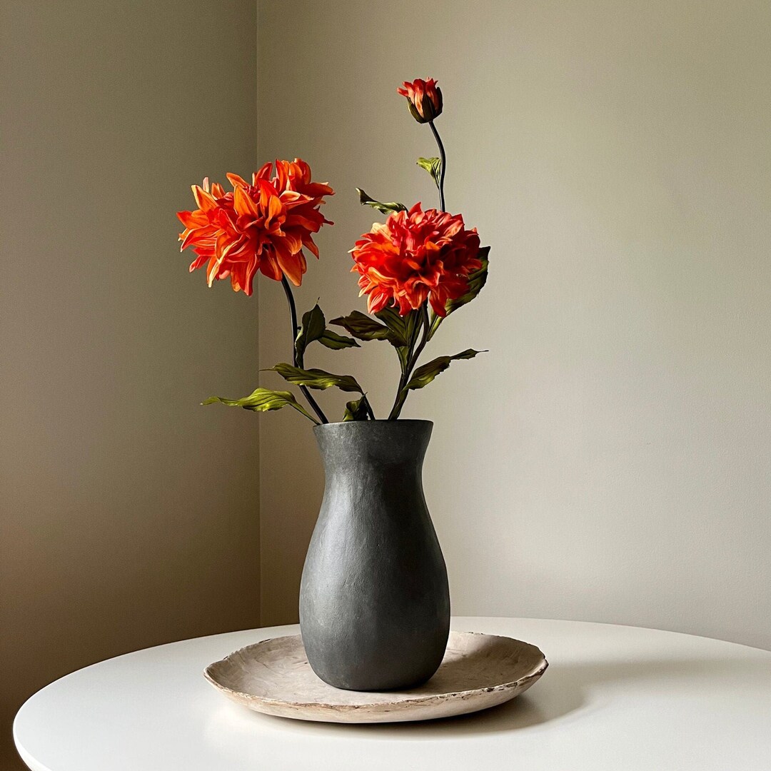 Faux Stone Bulbous Flared Vase - Etsy