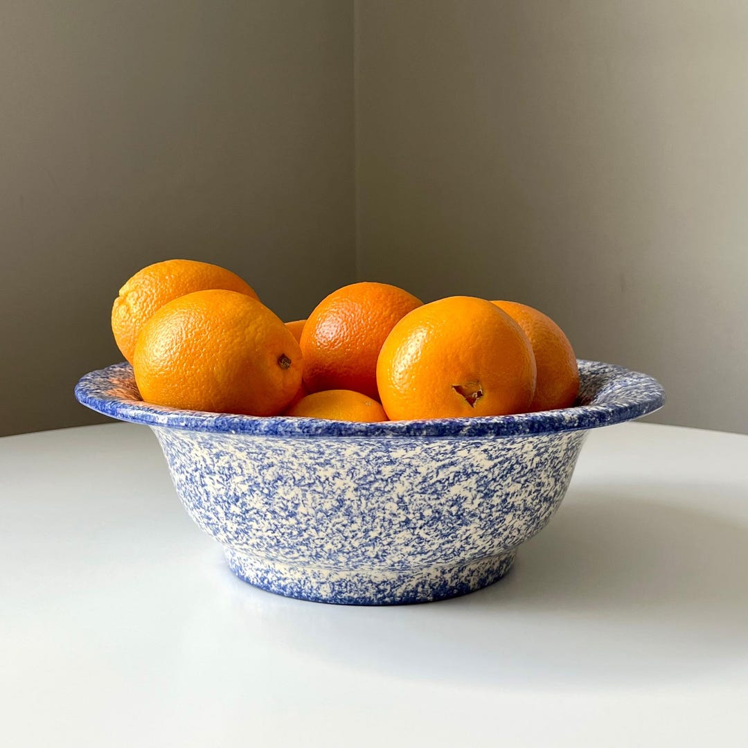 Vintage Large Molly Dallas Ceramic Blue Splatterware Bowl and Wide Rim ...