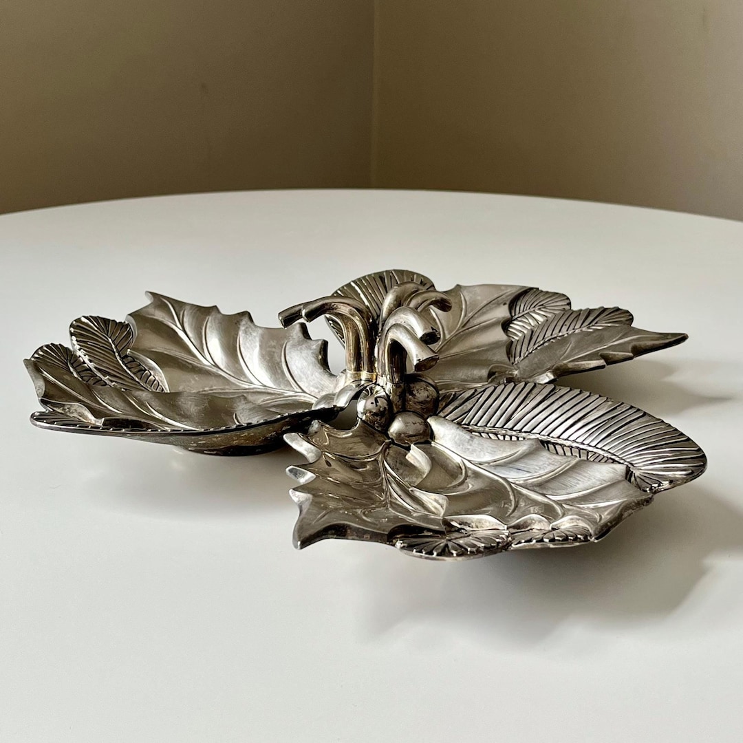 Vintage 1940s Silver Plate Leaf Shaped Serving Platter by International ...