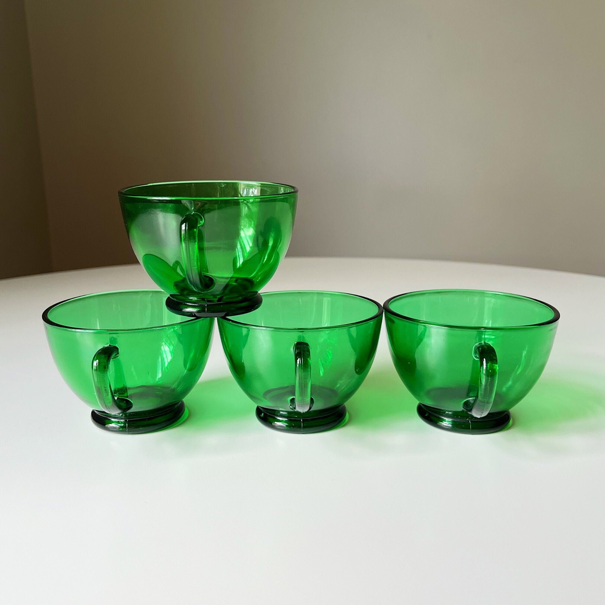 Emerald Green Glass Tea Cups - Etsy