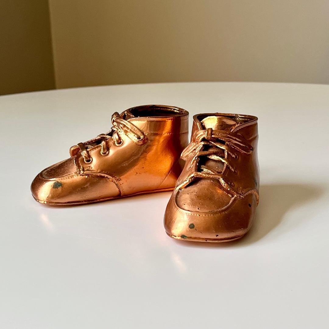 Vintage 1940s Copper Plated Children's Shoes - Etsy