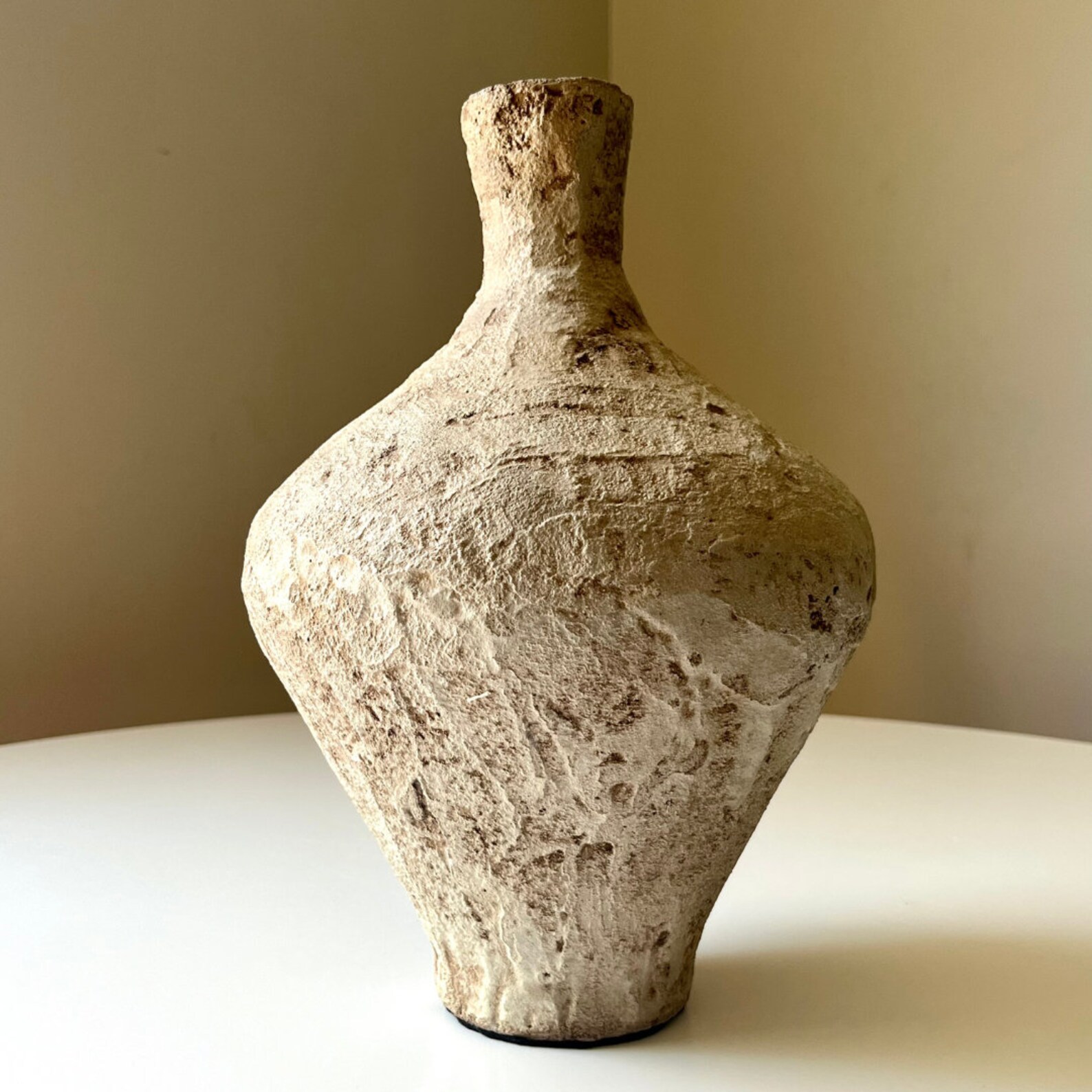 Hand Painted Large Concrete Aged Vase With a Unique Shape and Narrow ...