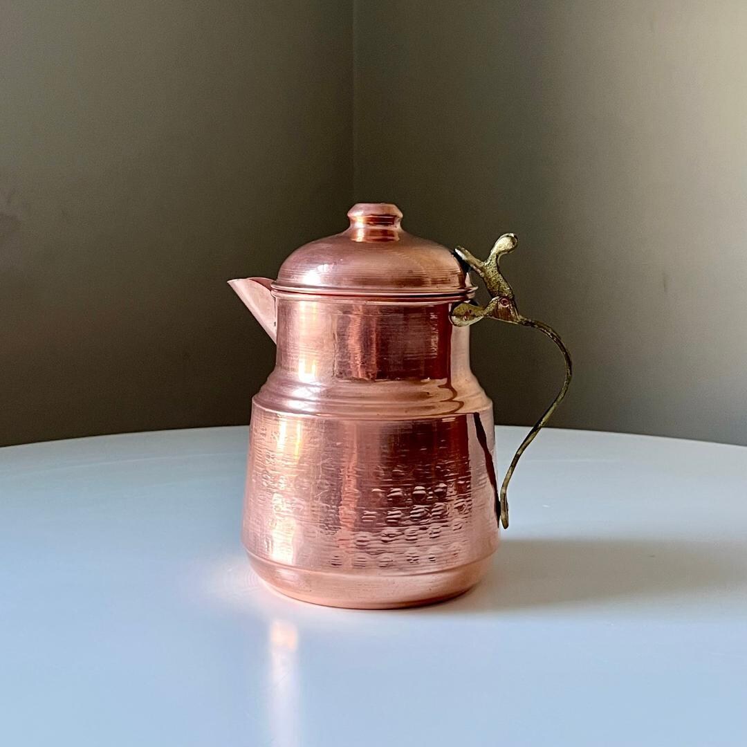 Vintage Solid Copper Turkish Teapot With a Brass Handle (made in Turkey ...