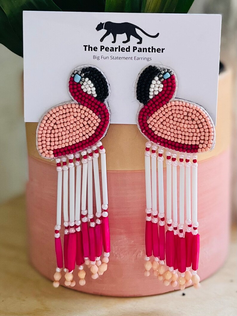 Pink Flamingo Beaded Statement With Legs - Etsy