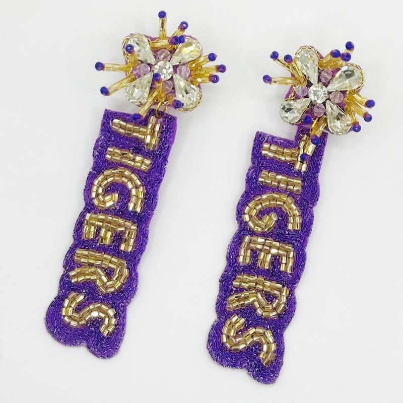 Tiger Earrings Lsu - Etsy