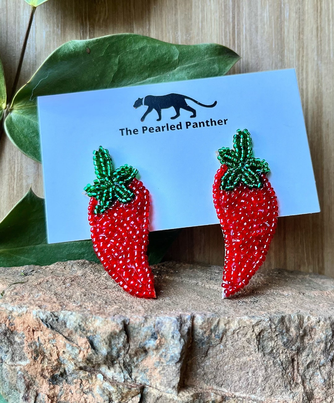 Red Chili Pepper Beaded Statement Earrings. - Etsy