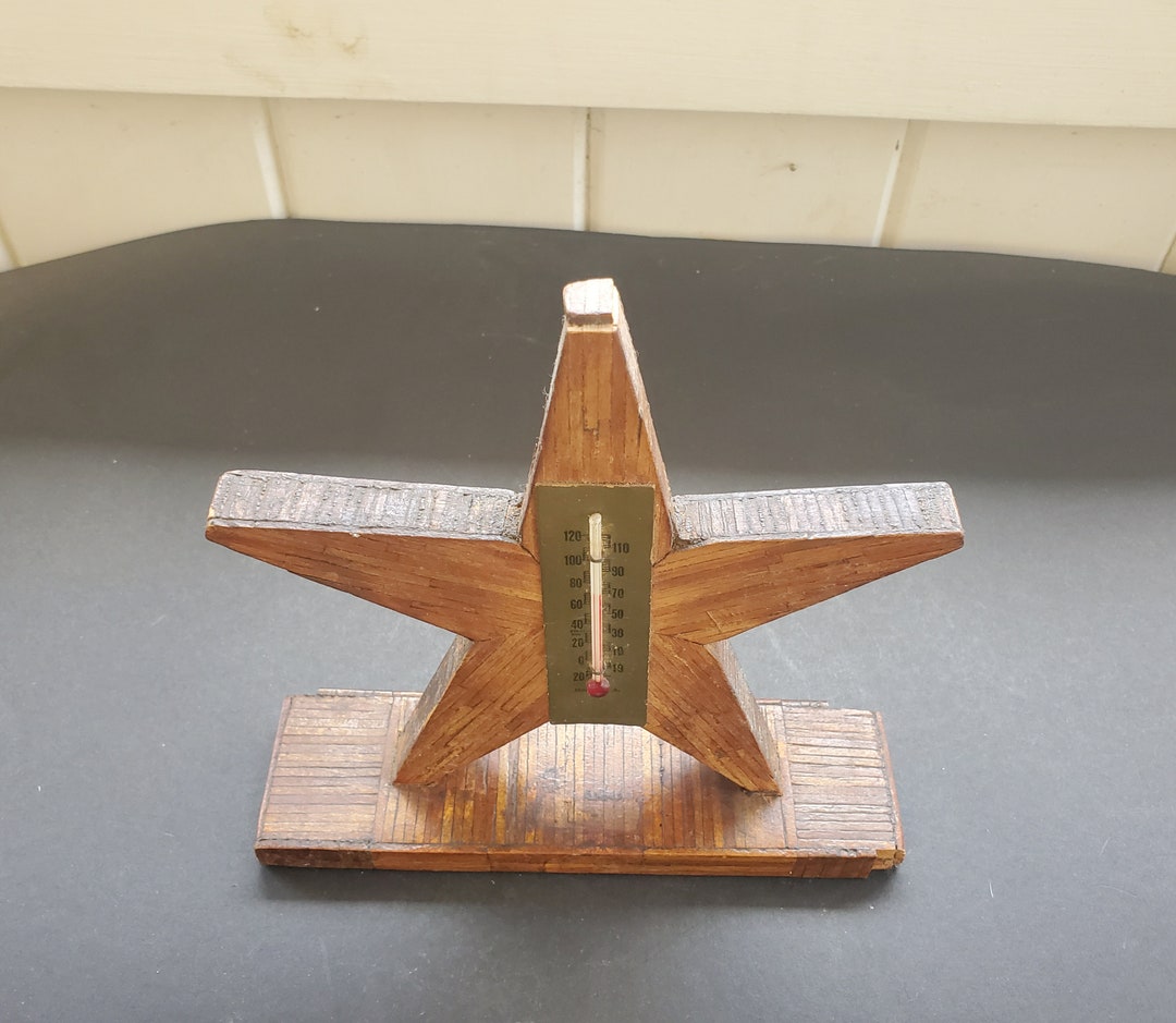 Vintage Handmade Wooden Star Thermometer - Etsy