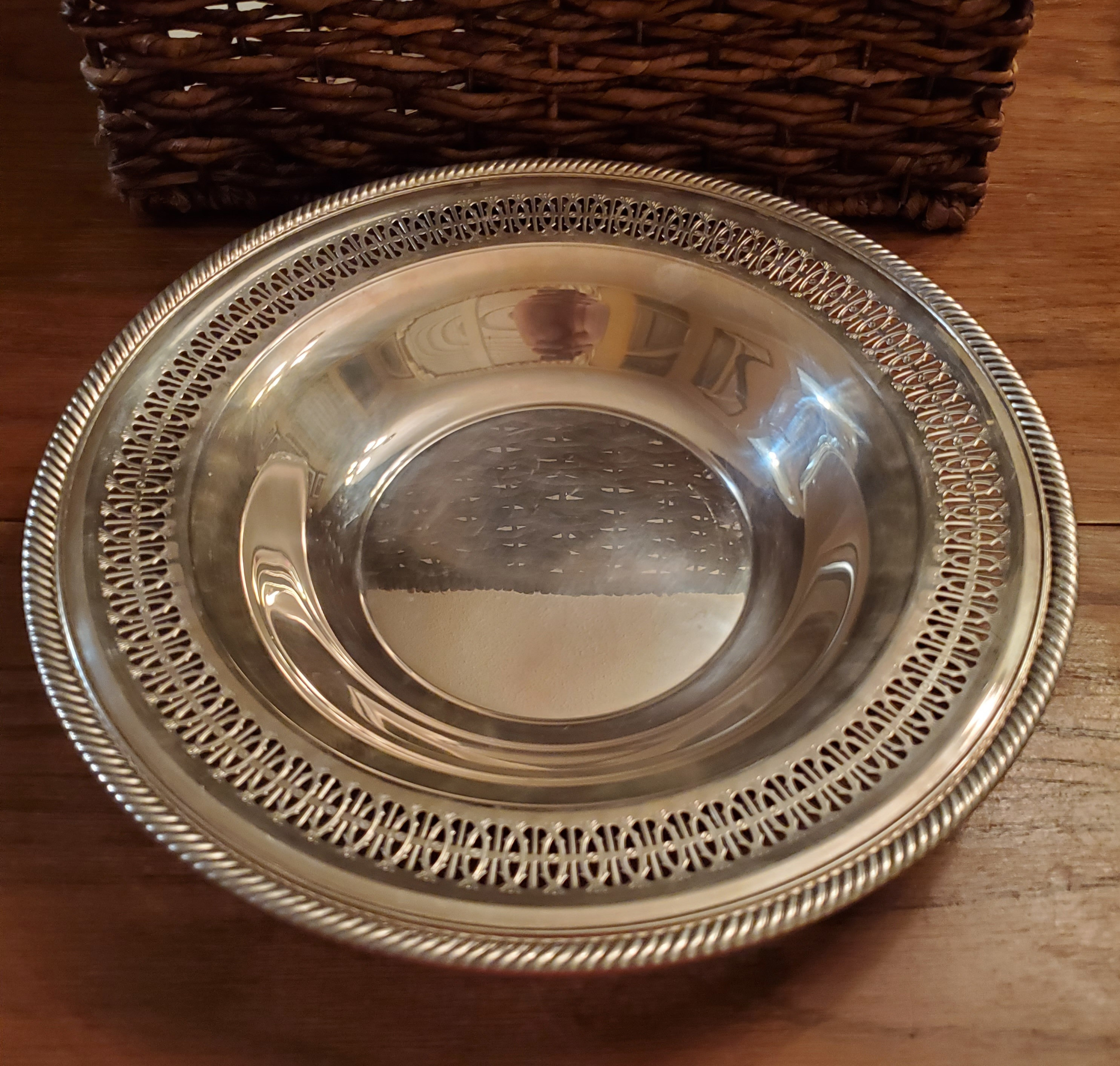 Antique Wm. Rogers 835 Pierceed Silver Plate Bowl With Rope Rim - 1800s ...