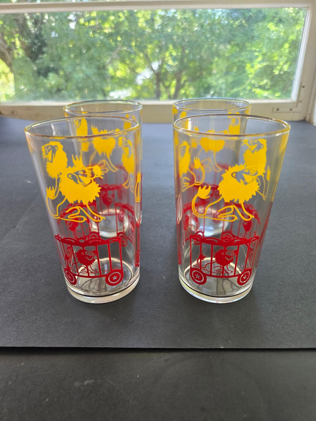 Set of 4 Vintage Lion Circus Glasses - Etsy
