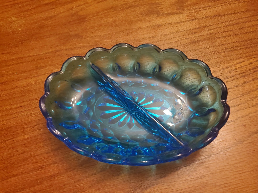 Vintage Beautiful Blue Indiana Glass Divided Dish - Etsy