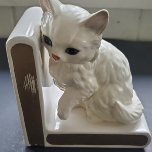 Vintage Lefton White Persian Cat Bookend Made in Japan - Etsy