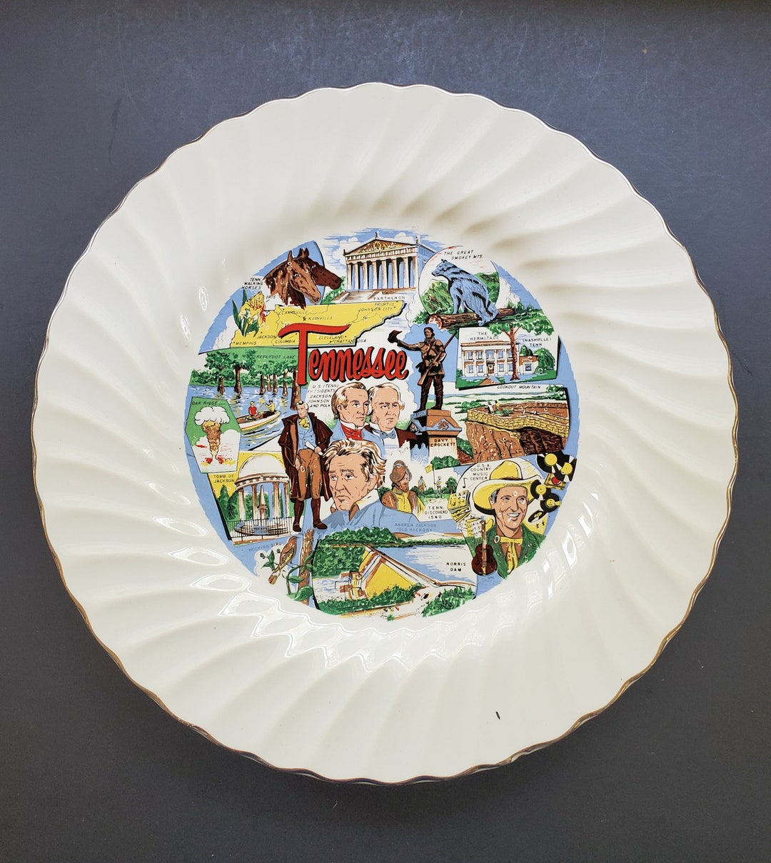Vintage Tennessee State Souvenir Collectible Plate - Etsy