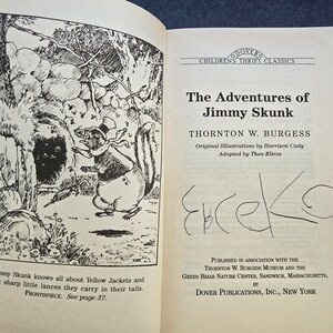 The Adventures of Jimmy Skunk by Thornton Burgess - 1994 Dover Children ...