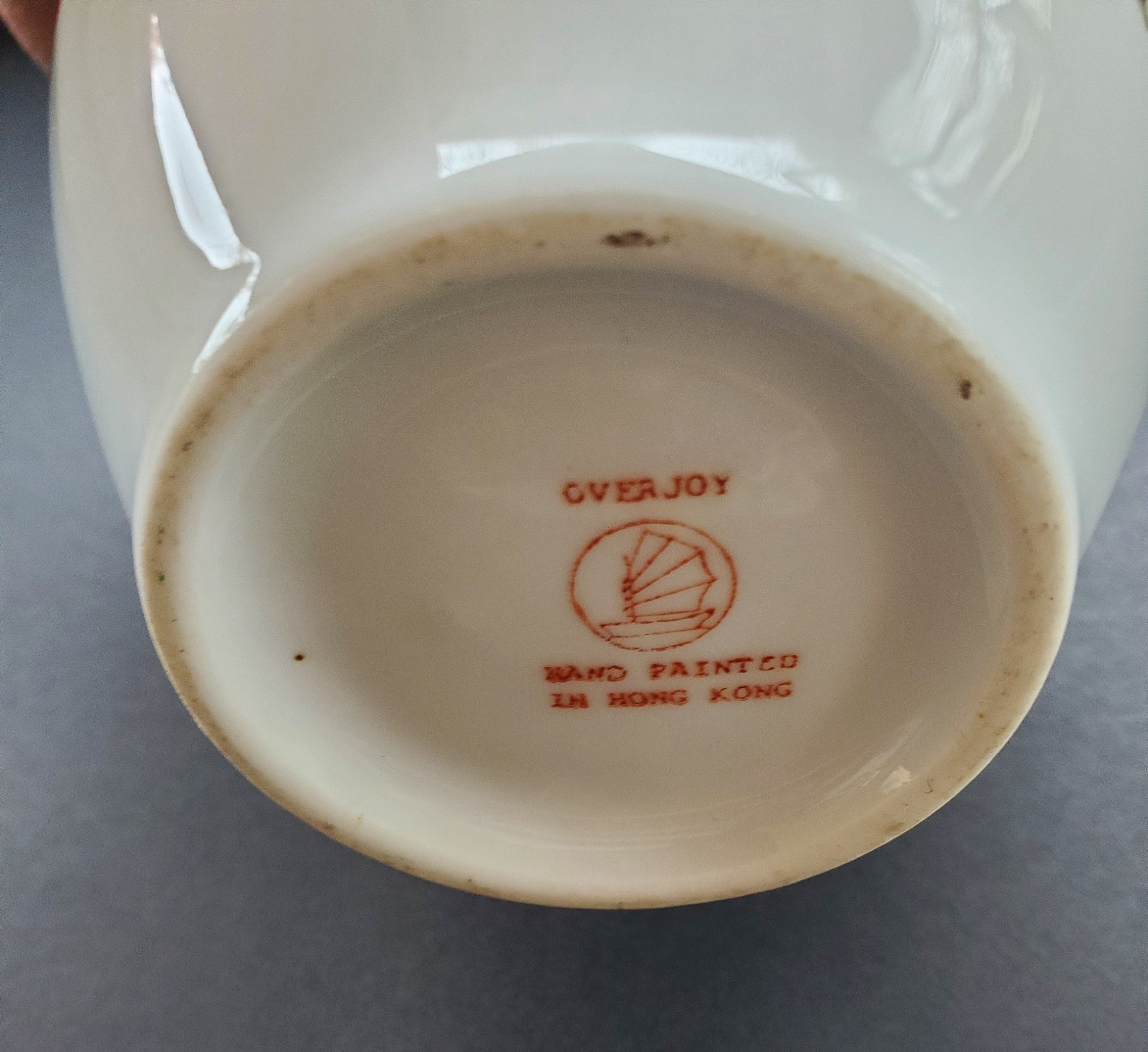 Vintage Overjoy Porcelain Vase Hand Painted in Hong Kong - Etsy