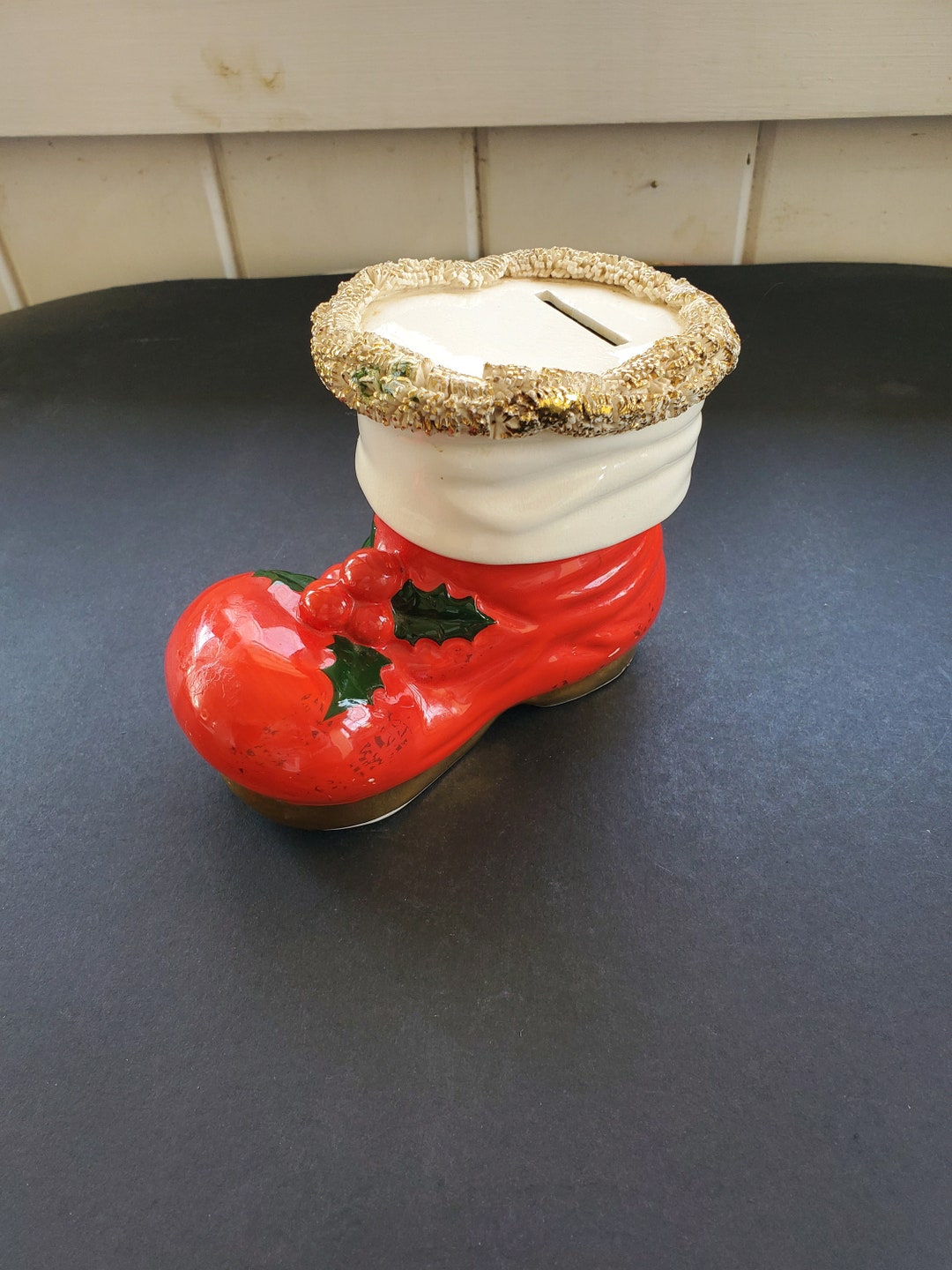 Vintage Ceramic Santa Boot Coin Bank - Etsy