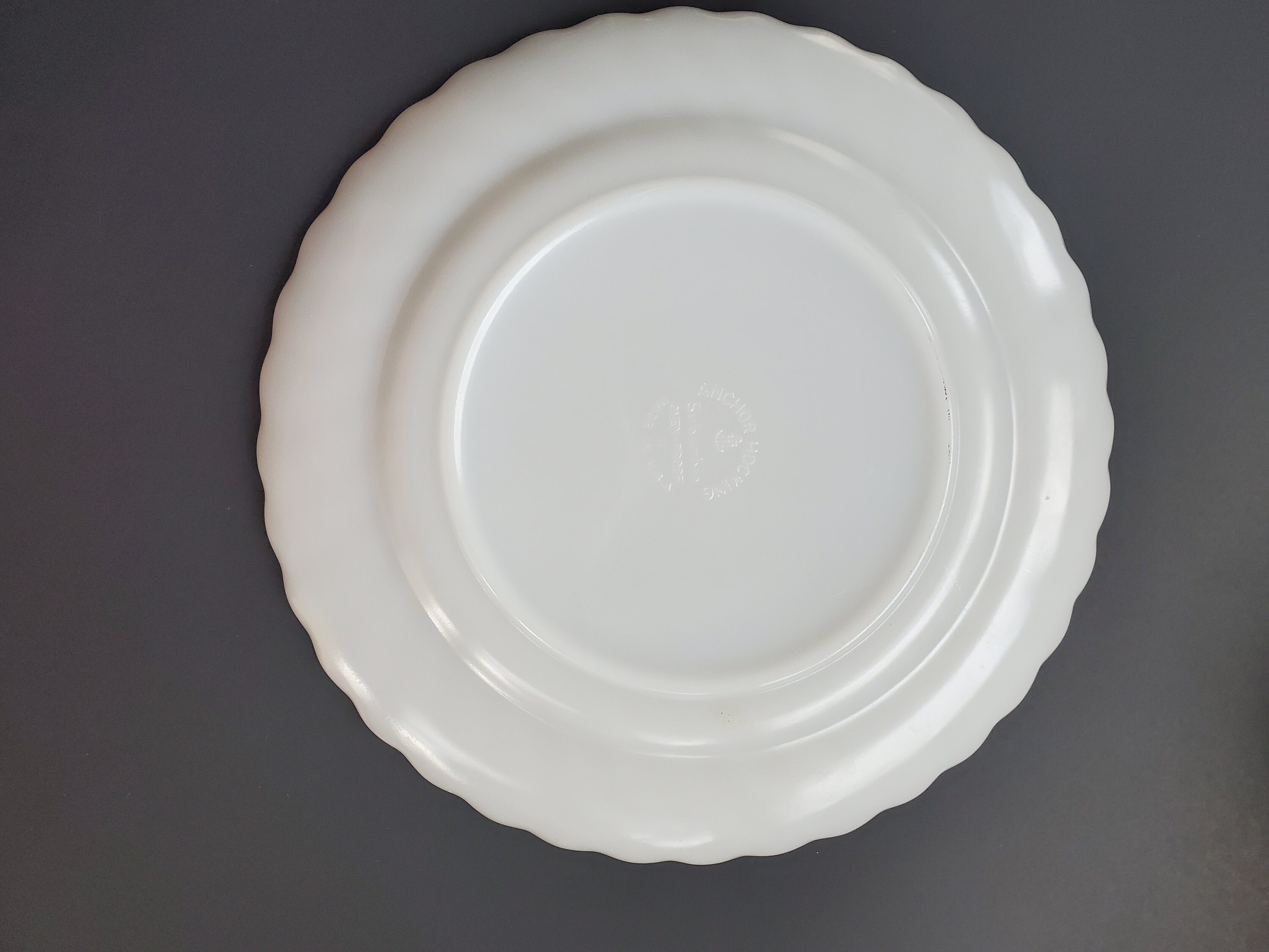 Anchor Hocking White Milk Glass Dinner Plates With Swirled Edges and ...