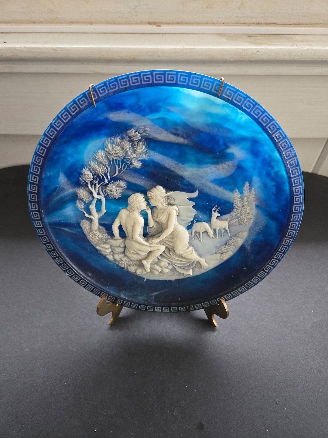 Vintage Incolay Lapis-blue Cameo Stone Plate - the Isle of Circe by ...