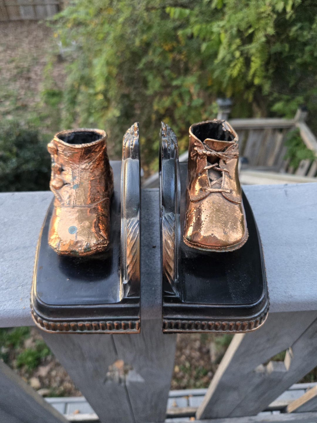 Vintage Bronze Baby Shoe Bookends - Etsy