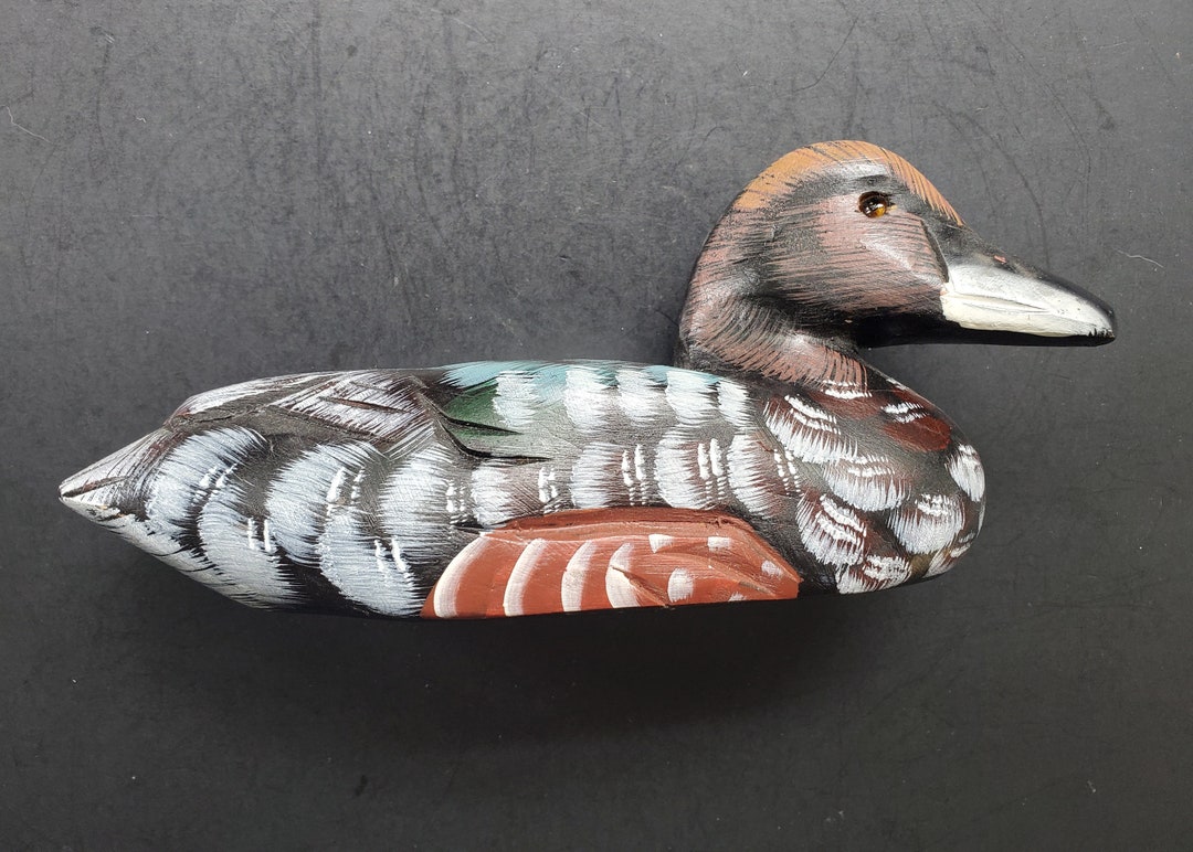 Vintage Folk Art Wooden Duck - Hand Carved and Hand Painted - Etsy