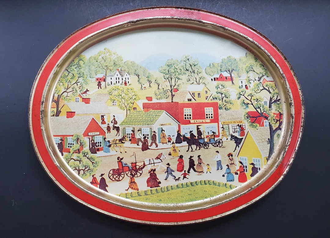 1976 Sunshine Biscuits Oval Tin Serving Tray - Shopping Main Street - Etsy