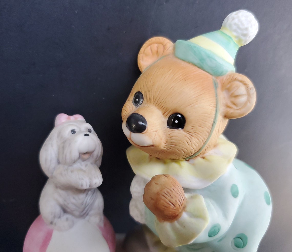 Vintage HOMCO Clown Bear With Puppy Porcelain Figurine - 1980 - Etsy