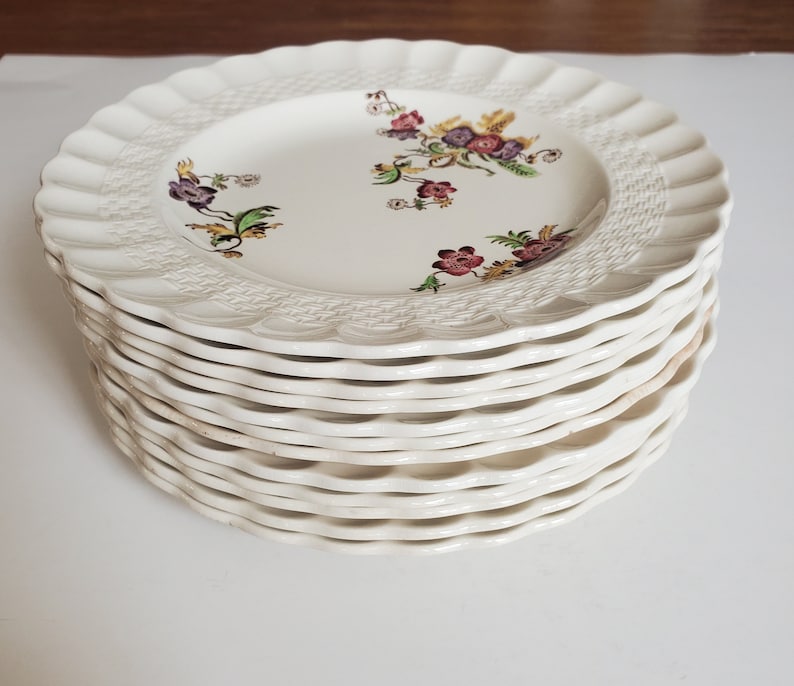 Copeland Spode England Wicker Lane Salad Plates Circa - Etsy