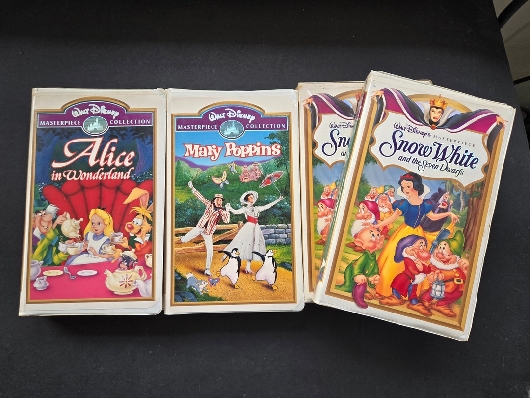 Walt Disney Masterpiece Collection VHS Tapes - 1994 - Alice in Wonderland, Mary Poppins, Snow ...