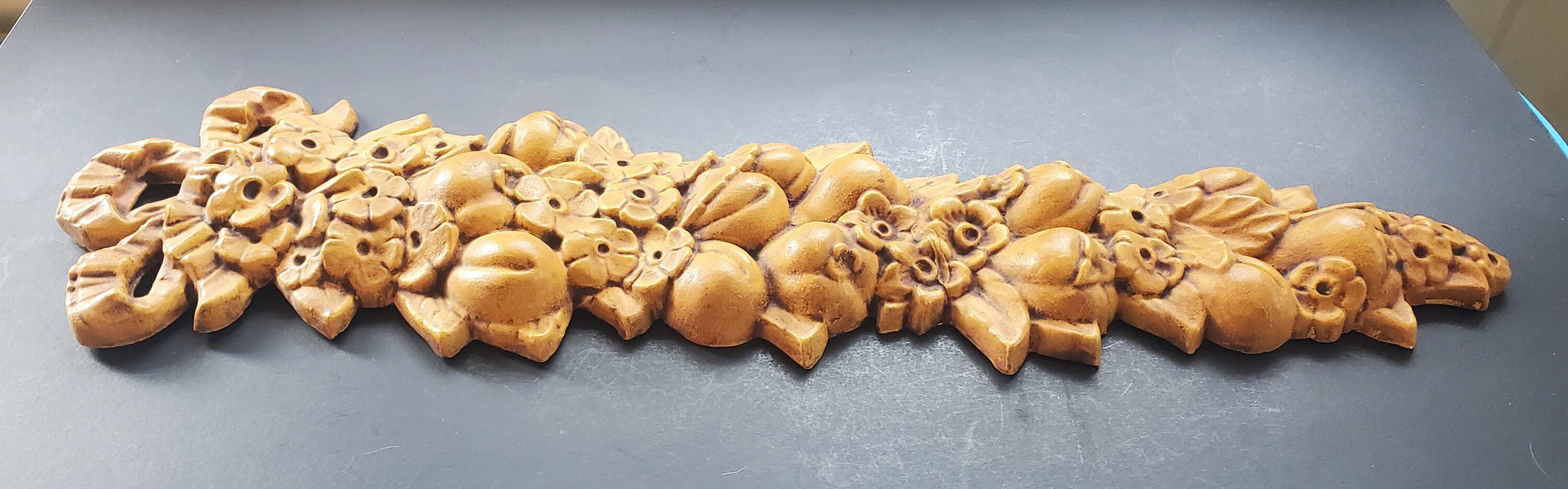 Vintage 1970s Plaster Fruit and Flowers Wall Hanging - Etsy